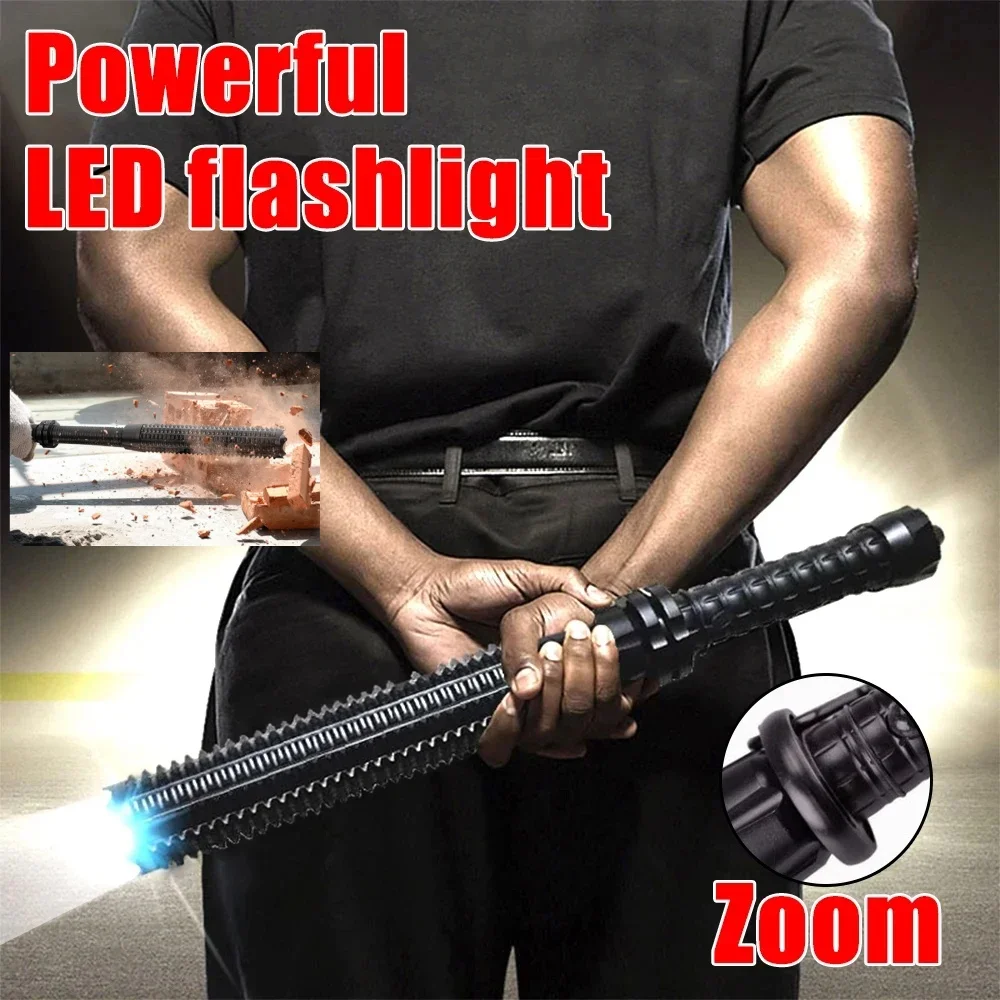Baseball-Bat-Self-Defense-LED-Flashlight-Tactical-Telescopic-Baton ...