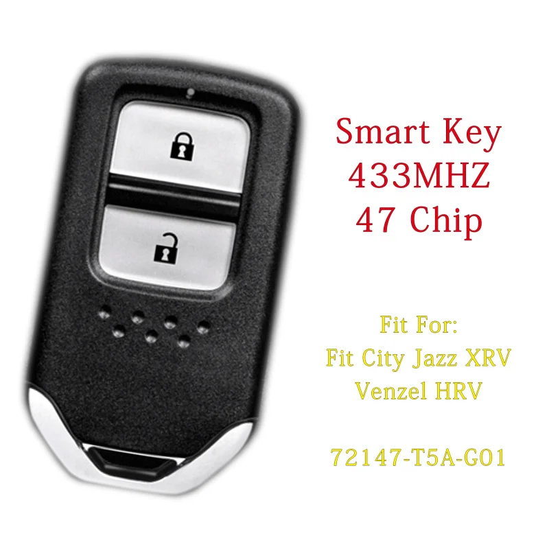 BaoJiangDd-car-key-Fit-for-Fob-2-Button-433MHz-ID47-for-Honda-Jazz-XRV ...