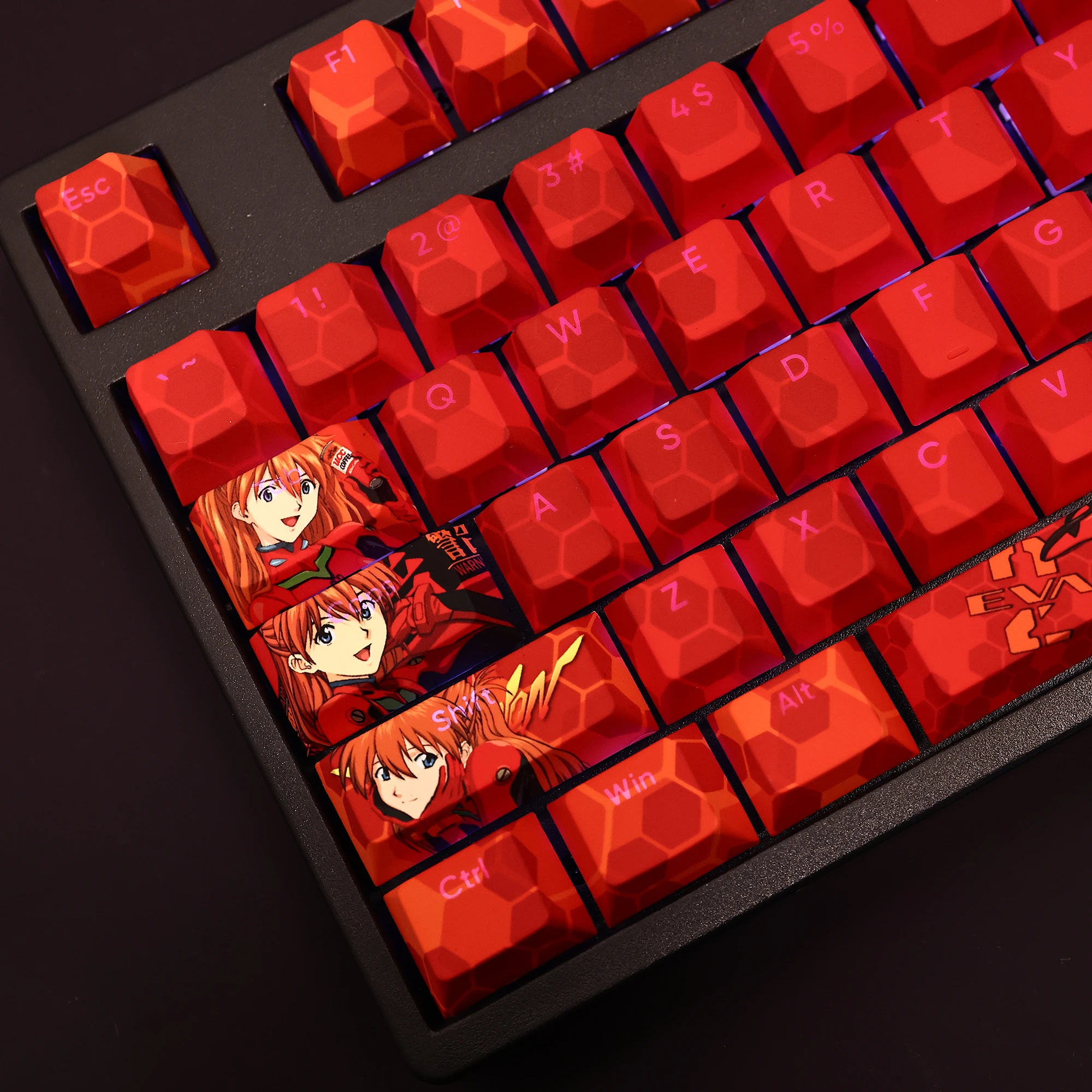 108Keys-Set-Anime-Game-Red-Asuka-Girl-PBT-Keycaps-Anime-Games-Girl-Key ...