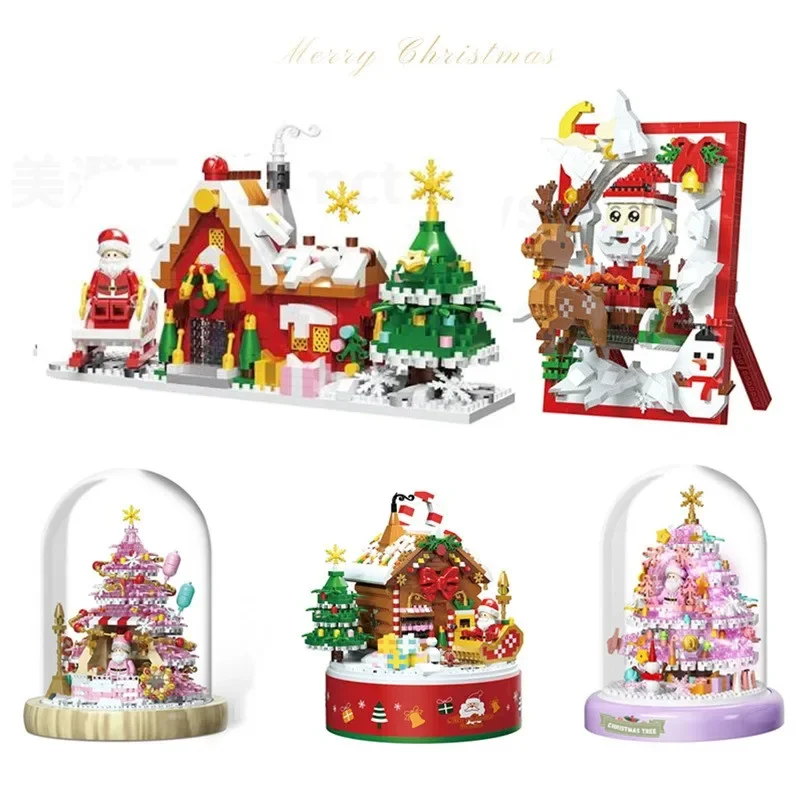 2024 New Mini Blocks Fun Christmas Tree Goods Music Box Santa Claus ...