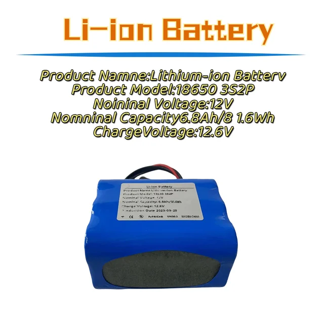 Wholesale Custom 3S2P 12V 6800mah Battery 18650 Li-Ion 12.6V Batteries ...