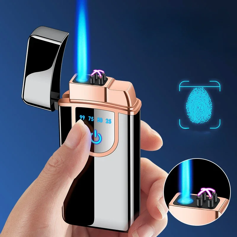 New-Touch-sensitive-Gas-electric-Hybrid-Windproof-Lighter-Power-Display ...