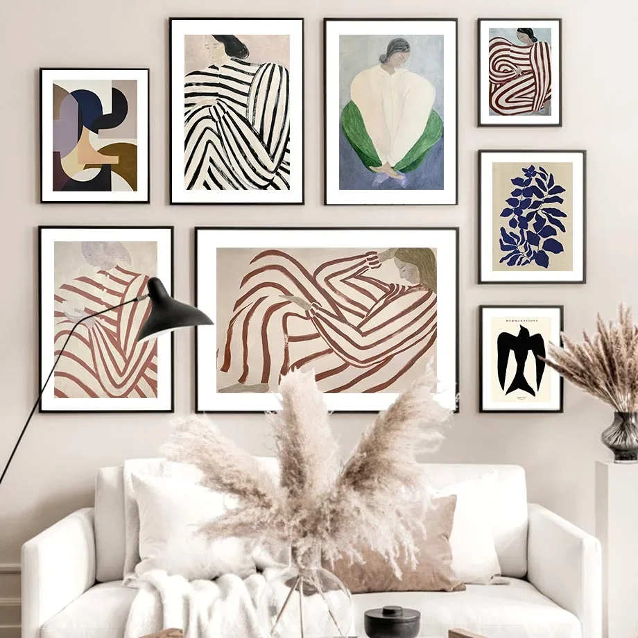 Scandinavian Minimalist Wall Art Sophia Linder Striped Pajamas Women ...