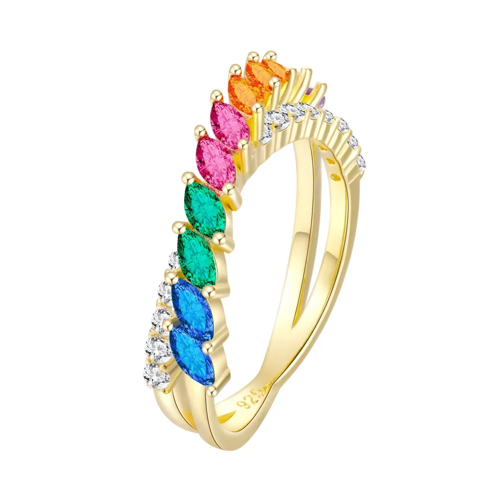 New-Models-Double-Ring-Cross-Diamond-Colored-Diamonds-Set-Ring-Simple ...