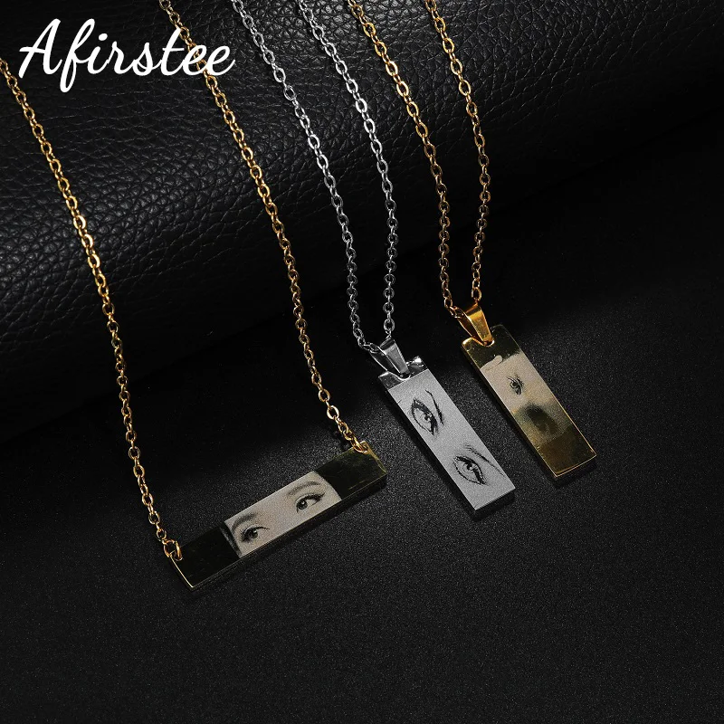 Afirstee-Personalized-Engraved-Eyes-Rectangle-Pendant-Necklace ...