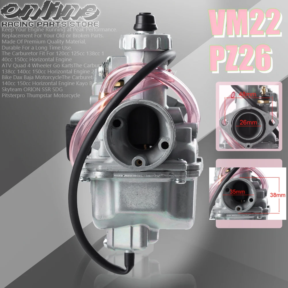VM22 26mm Carburetor For Mikuni carb 125cc 138cc 140cc Pit Dirt Bike ...