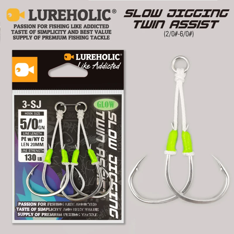 3 SJ Slow Jigging Twin Assist Glow Jigging Hooks Sea Bream Sea Fishing ...