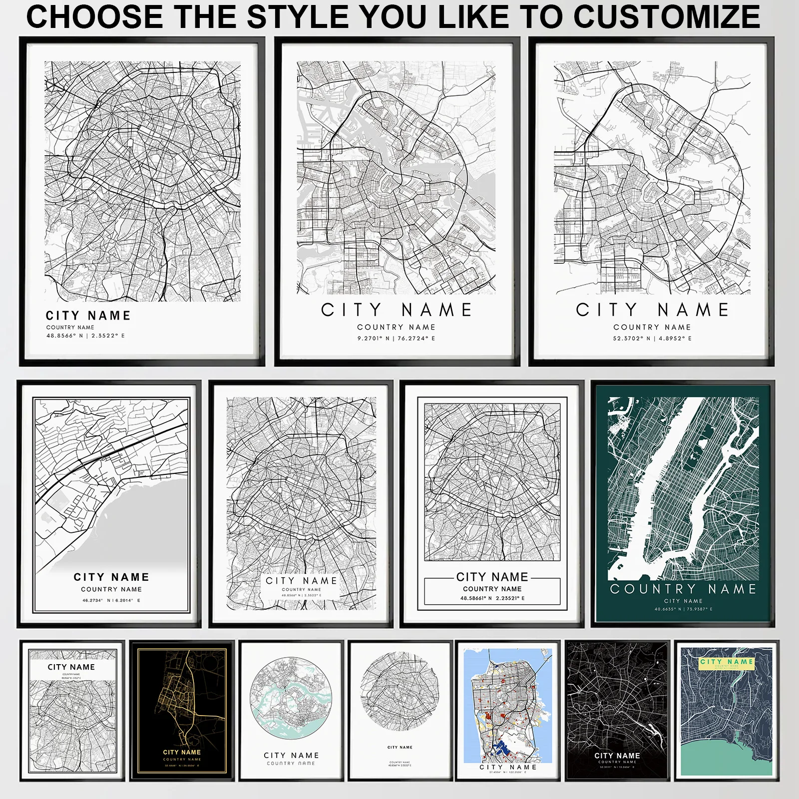 Custom-Worldwide-Any-City-Map-Nordic-Poster-and-Print-Wall-Art-Canvas ...