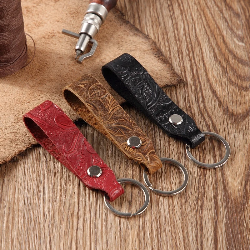 Vintage Genuine Leather Key Chains for Women Personality Design Feature ...