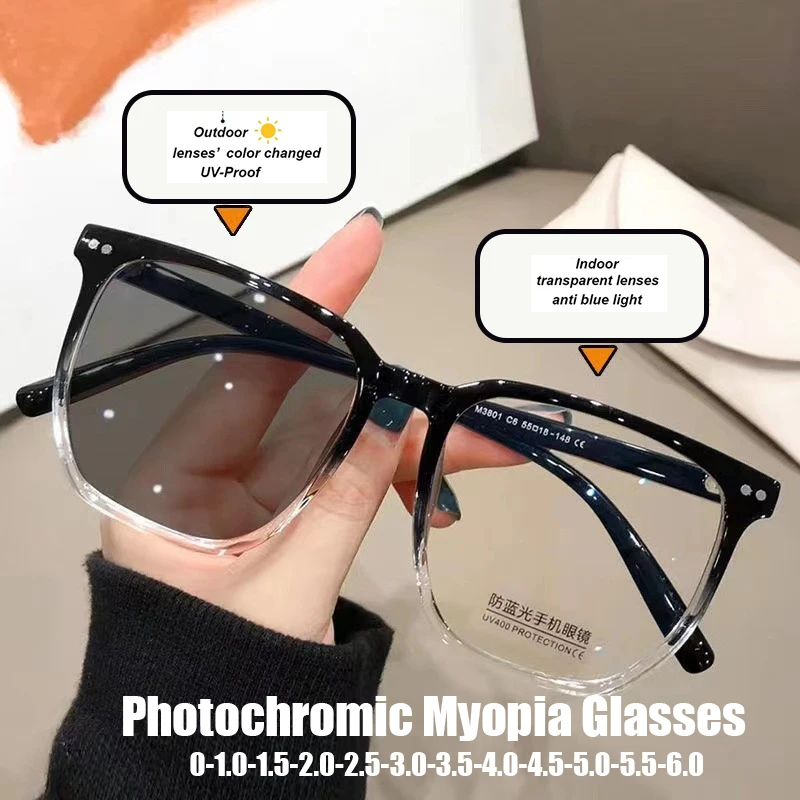 Photochromic-Myopia-Glasses-Women-Men-Computer-Oversized-Clear ...