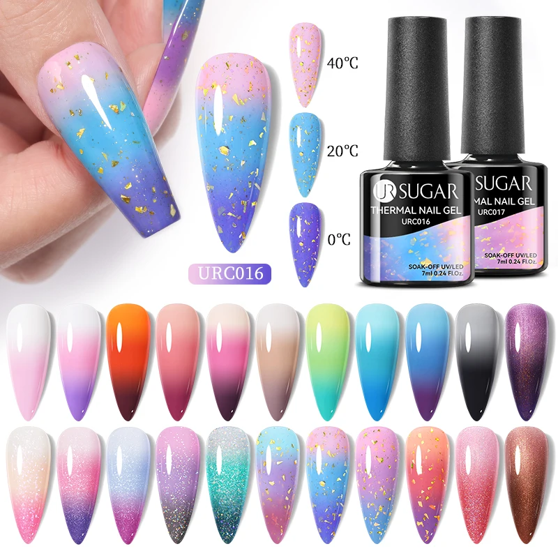 UR-SUGAR-7ml-Gold-Glitter-Thermal-Gel-Nail-Polish-Glass-Bottle-3-layers ...