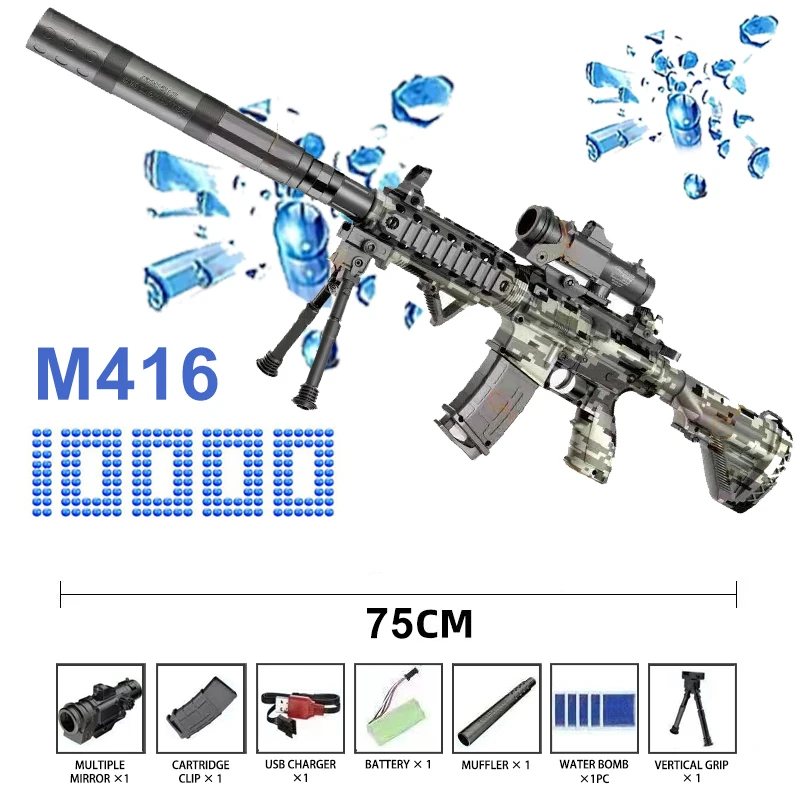 M416 Manual & Electric 2 In 1 Gel Water Ball Gun Toy For Outdoor ...
