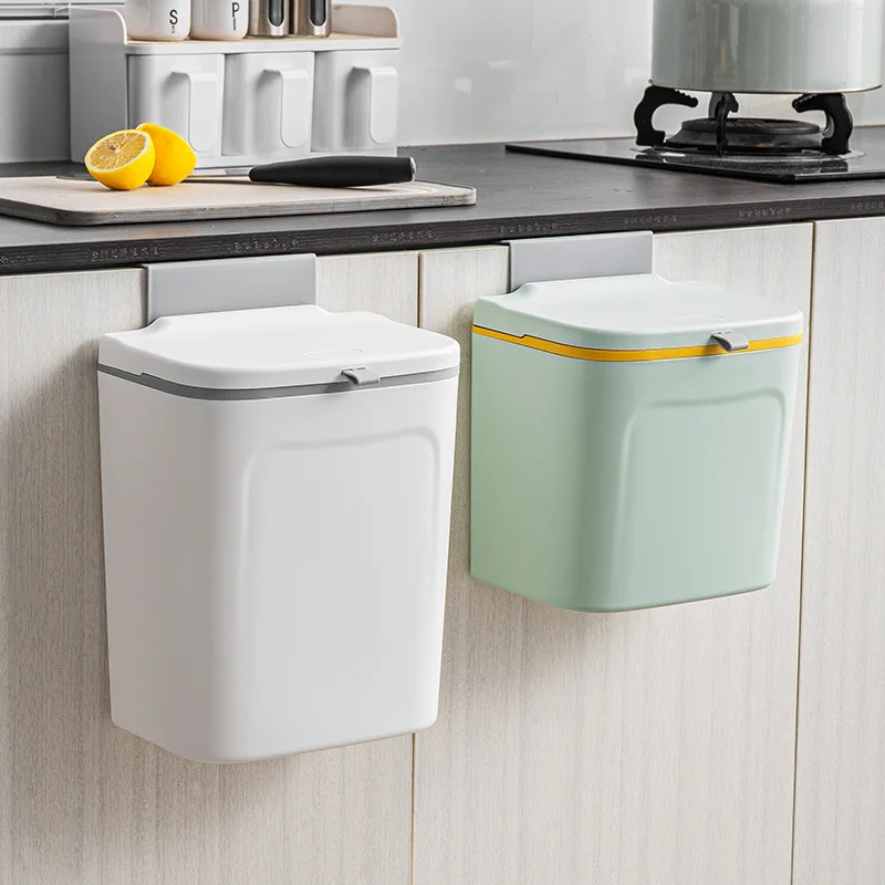 Wall-Mounted-Hanging-Trash-Bin-For-Kitchens-Cabinet-Door-With-Lid ...