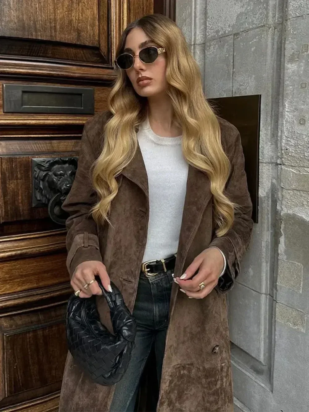 Chic-Lapel-Long-Sleeve-Lady-Autumn-Fashion-Brown-Women-Imitation-Deer ...