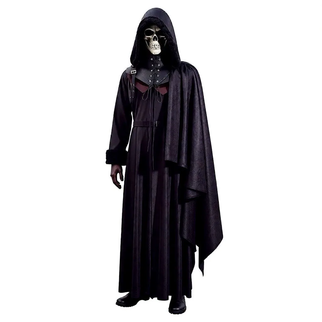 Medieval Vintage Gothic Knight Armour Black One Shoulder Cloak Punk ...