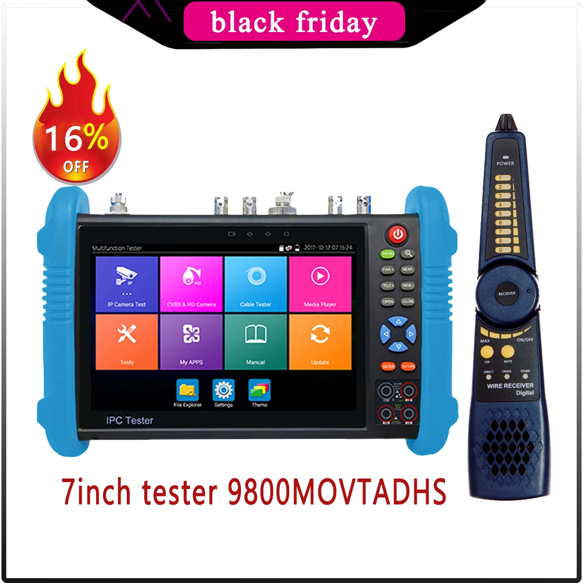 WANGLU 7inch ALL-IN-ONE CCTV Tester IPC-9800MOVTADHS Plus IP CVBS CVI ...
