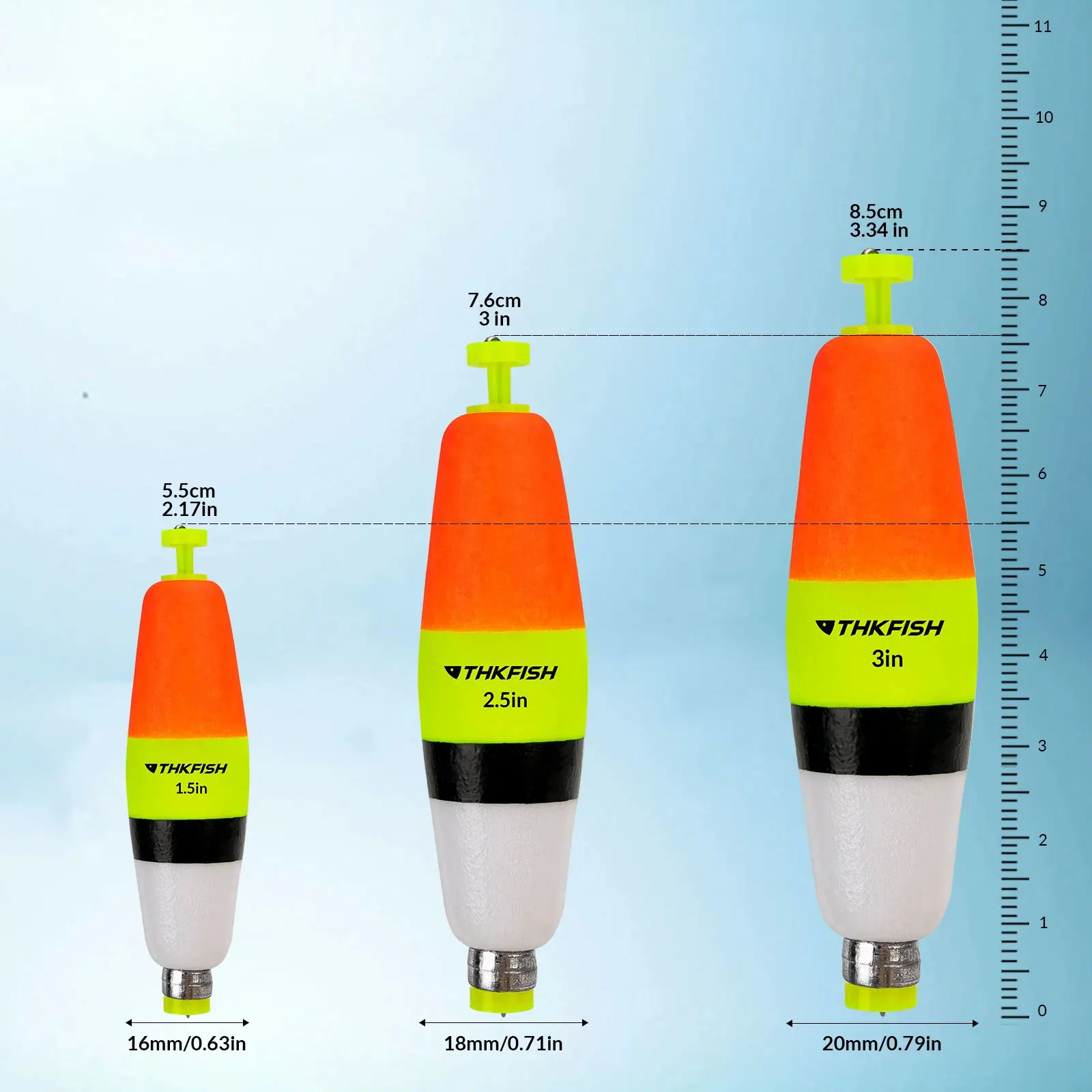 THKFISH-3pcs-3in-Foam-Fishing-Floats-Cigar-Peg-Weighted-Float-Bobber ...