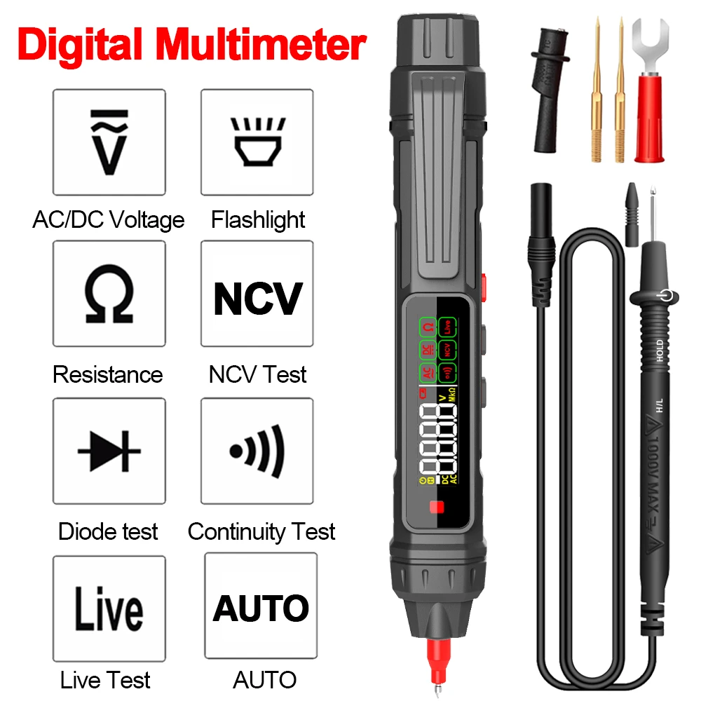Smart Digital Multimeter Non Contact Voltage Detector Pen Auto Range ...