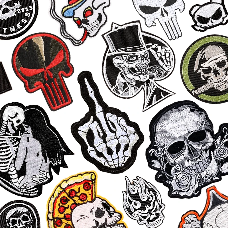 Punk-Patches-Iron-On-For-Clothes-Designer-Skull-Outdoor-Embroidered ...
