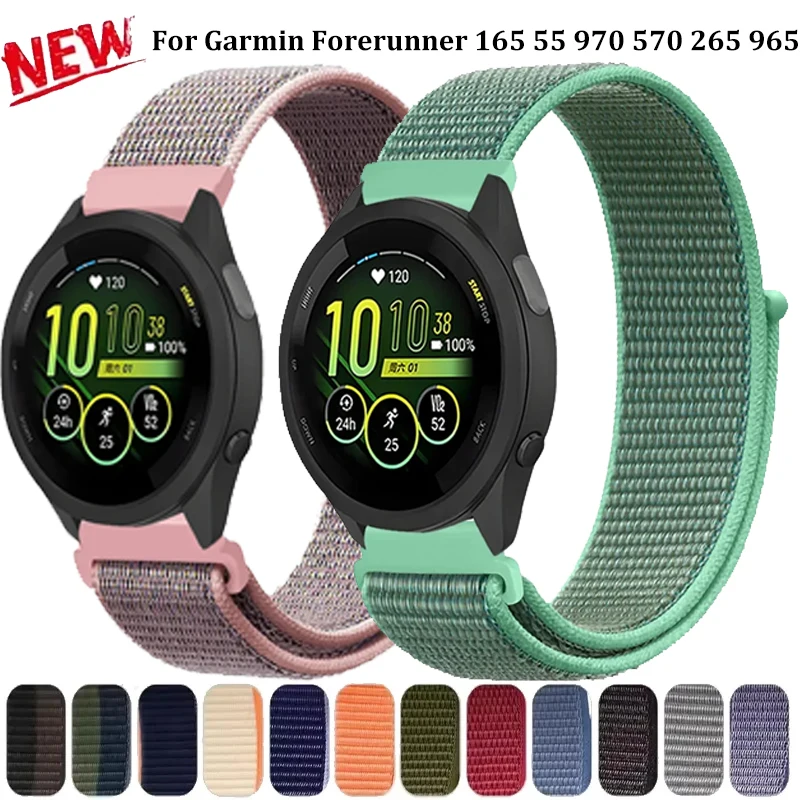 20 22mm Braided Nylon Loop Strap For Garmin Forerunner 165 55 965 265 ...