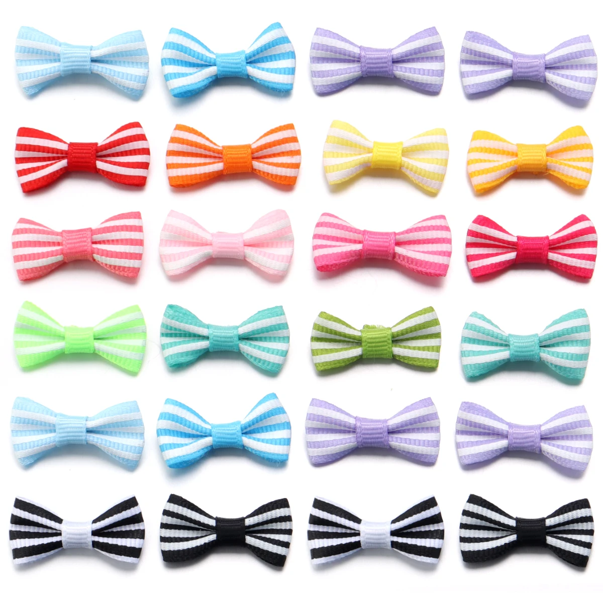 50Pcs-1-5-3cm-Polyester-Striped-Ribbon-Bow-Colorful-Satin-Ribbon-Bows ...