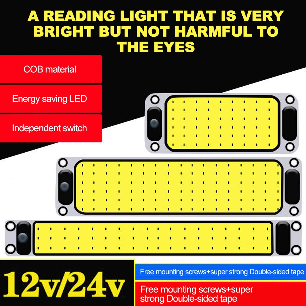 LED 12-24V Car Interior Lighting Reading Night Strip Light Interior ...