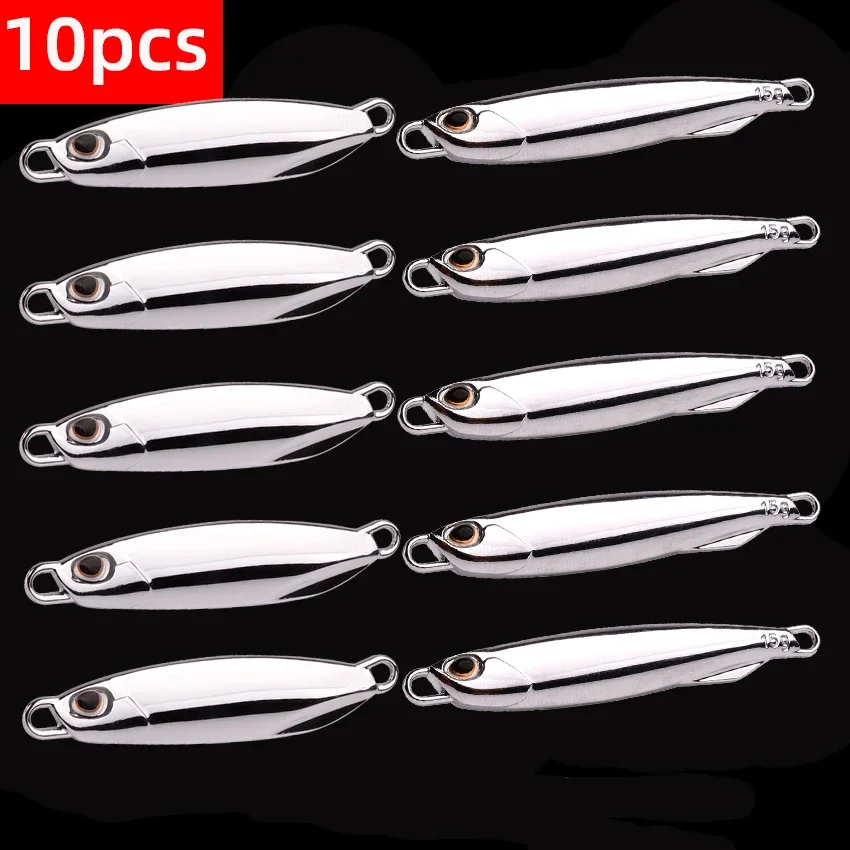 10Pcs Plating DUO Metal Jig Lure 7g 10g 15g 20g 30g 40g 60g 80g Jigging Lure Silver Fishing Lure ...