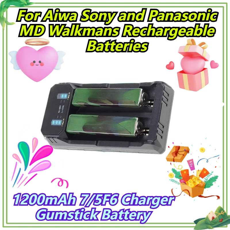 1200mAh 7/5F6 Charger Gumstick Battery For Aiwa Sony and Panasonic MD ...
