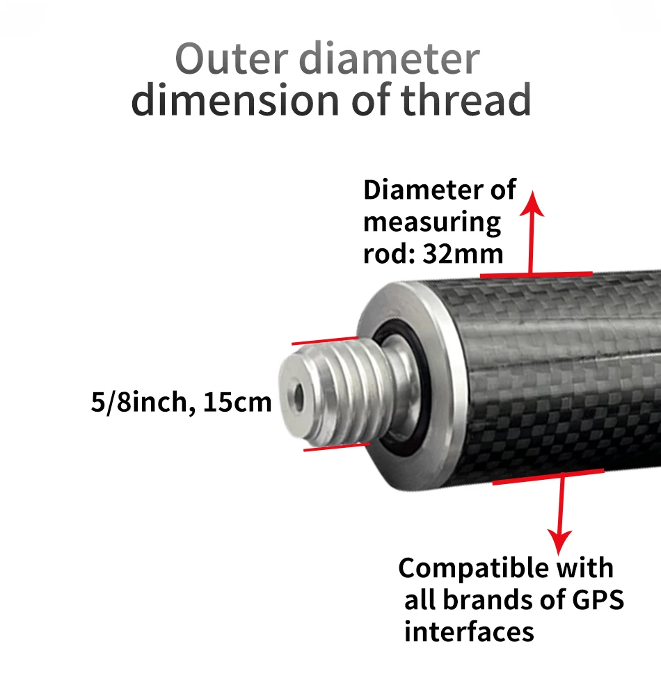 Generic 1.8M Survey Pole Carbon Fibre GNSS RTK Surveying GPS Prism Type ...