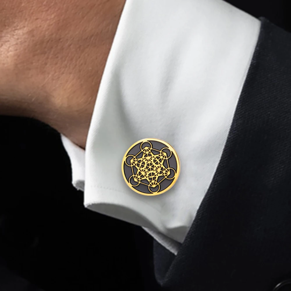 Skyrim Angel Seal Archangel Metatron Cube Cufflinks Men Stainless Steel ...