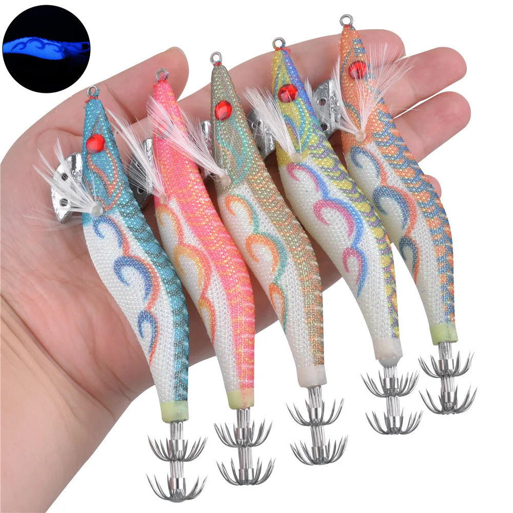 10Pcs-Luminous-Saltwater-Squid-jig-Shrimp-bait-UV-Laser-Squid-hooks-for ...