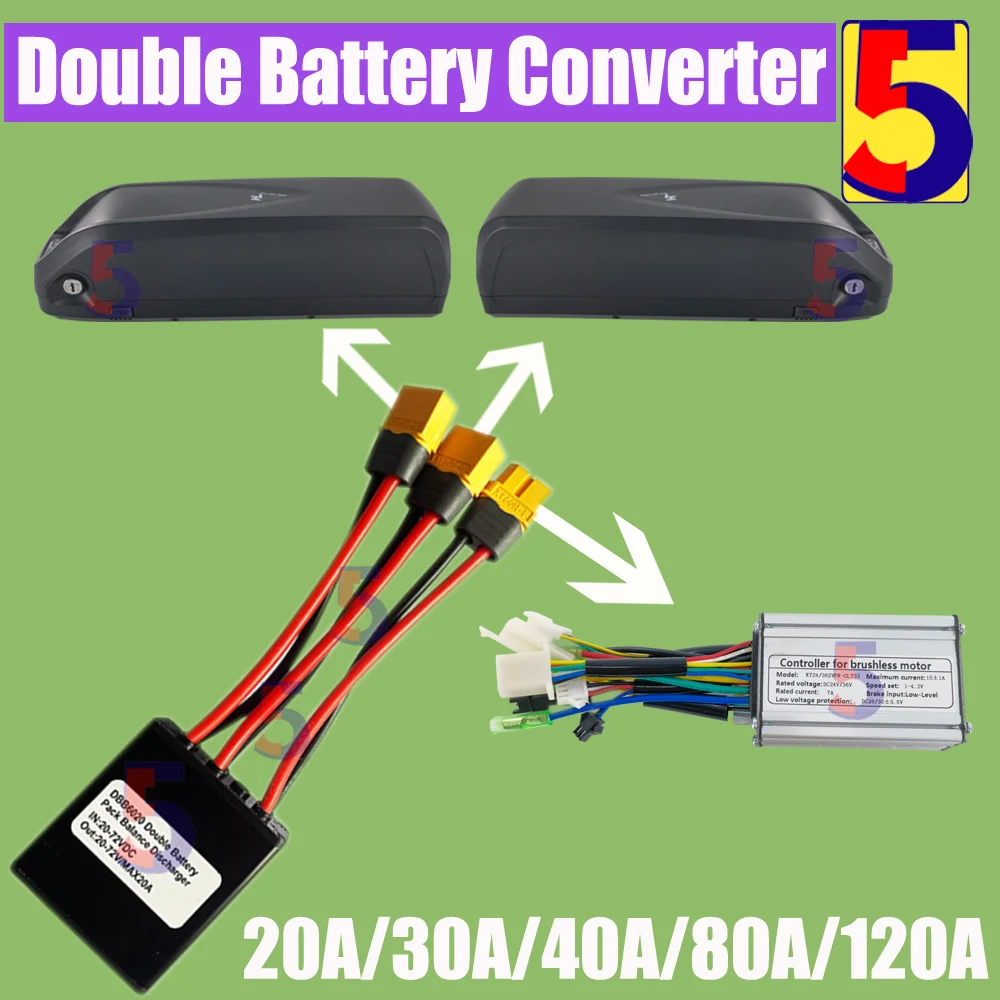 Ebike-Two-Dual-Battery-Discharge-Converter-Connection-Adapter-20A-30 ...