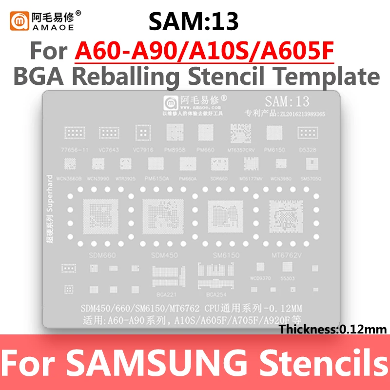 SAM13-BGA-Reballing-Stencil-For-Samsung-A10S-A20-A30-A40-A50-A60-A70 ...