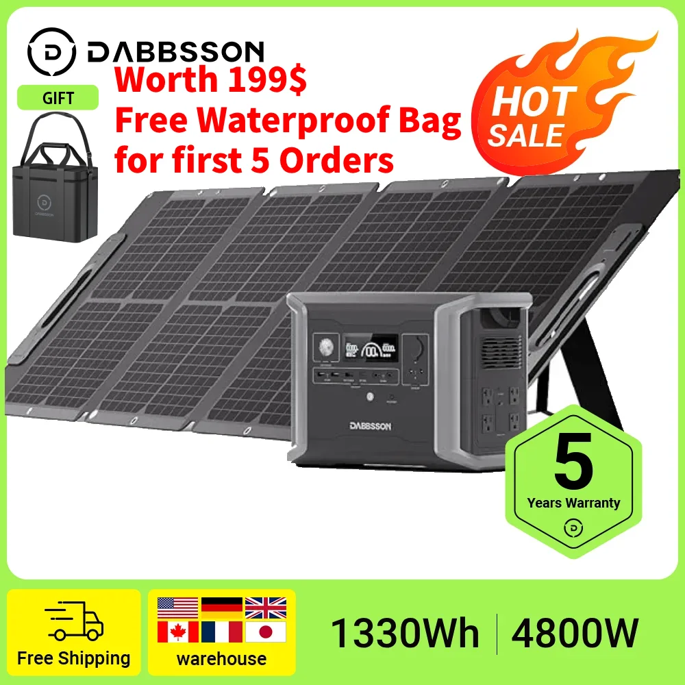 Dabbsson-Portable-Power-Station-DBS1300-with-210W-Solar-Panel-1330Wh ...
