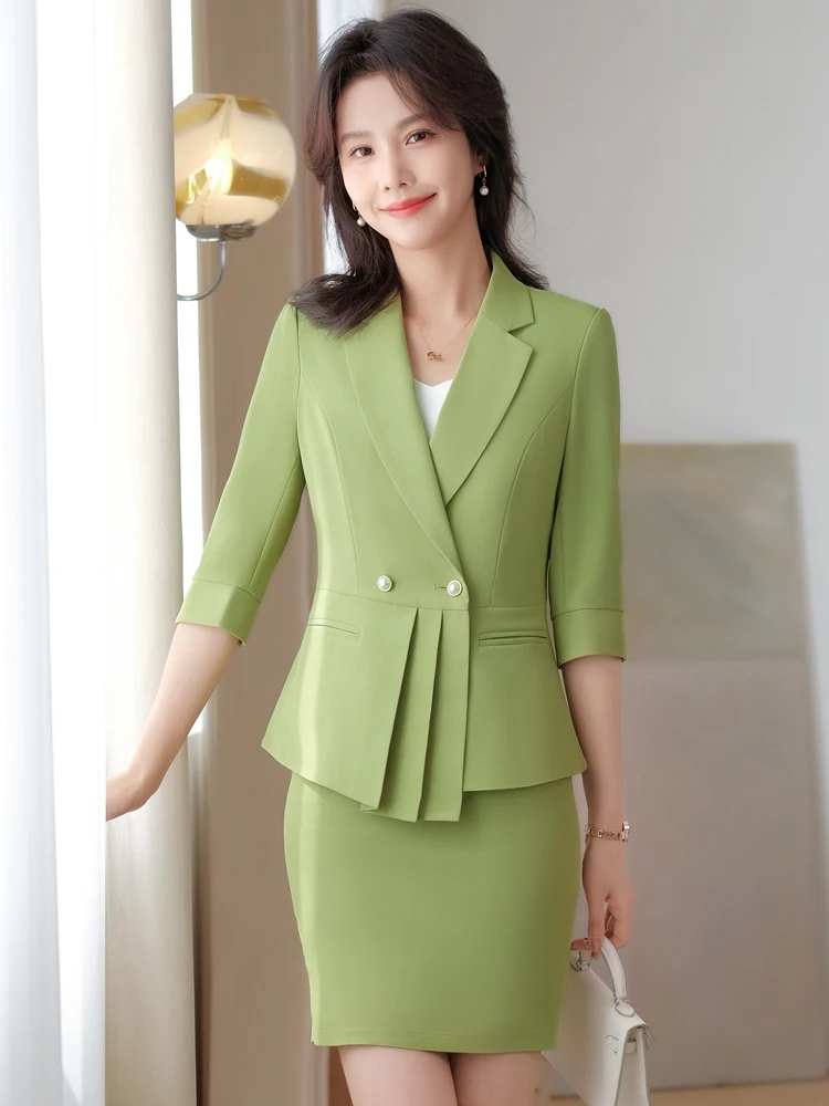 Red Skirt Suit Pieces Set Fashion Business Women Suit