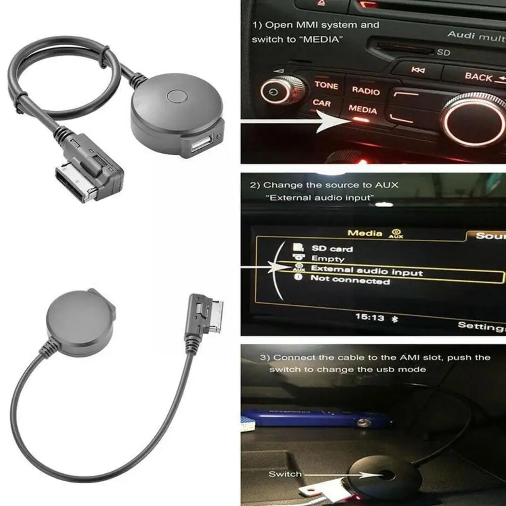 Bluetooth Auxiliary Receiver Cable Adapter For Audi A4 A5 A6 Q5 Q7 ...