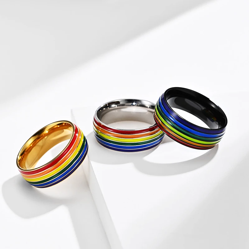 Rainbow Flag Wedding Rings