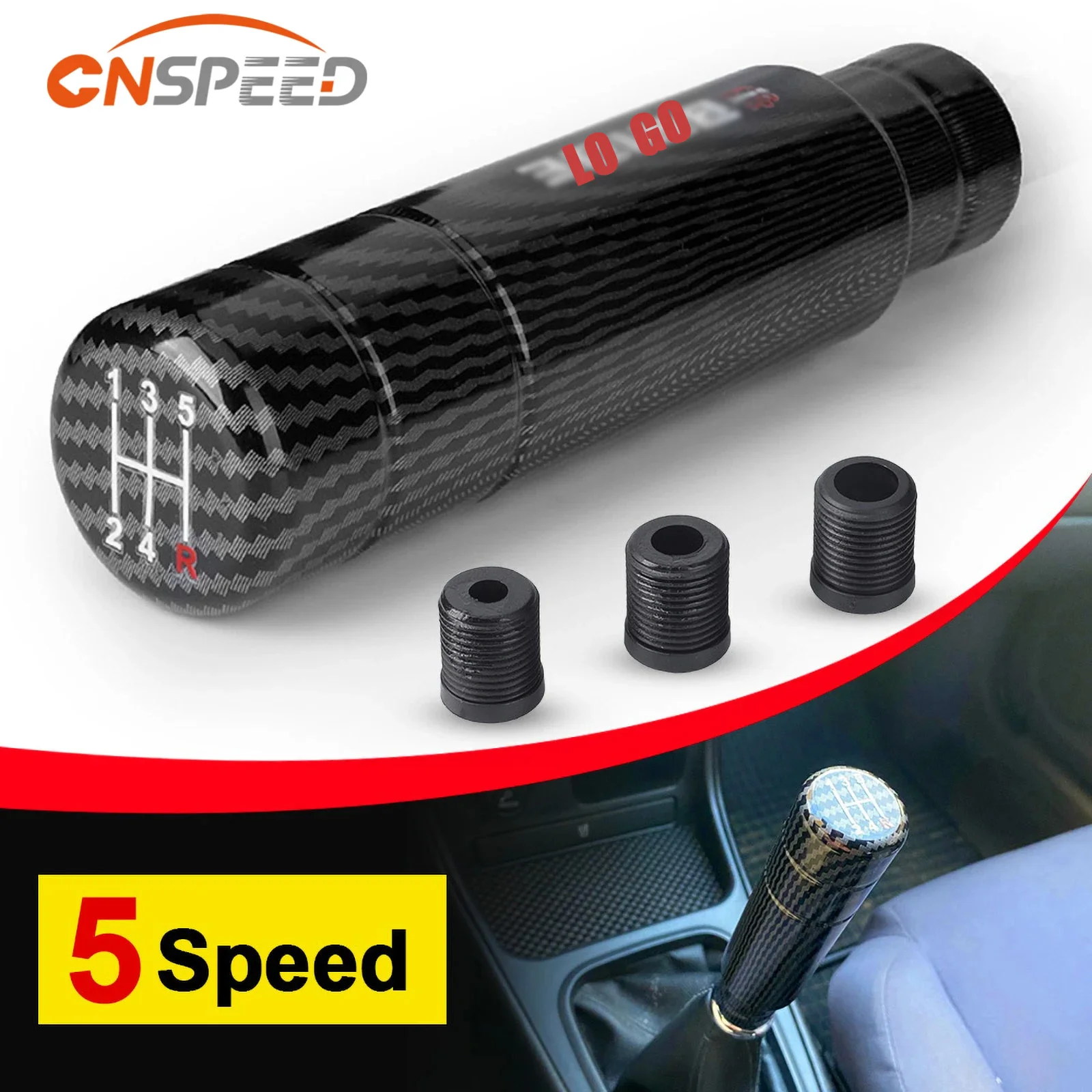 5-Speed-Carbon-Fiber-Style-13CM-Gear-Shift-Knob-8MM-10MM-12MM-Universal ...