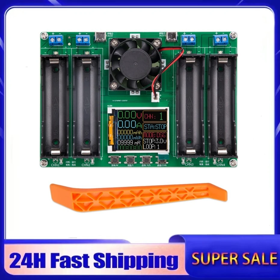 18650 Type-C LCD 4/1 Channel Display Battery Capacity Tester MAh ...