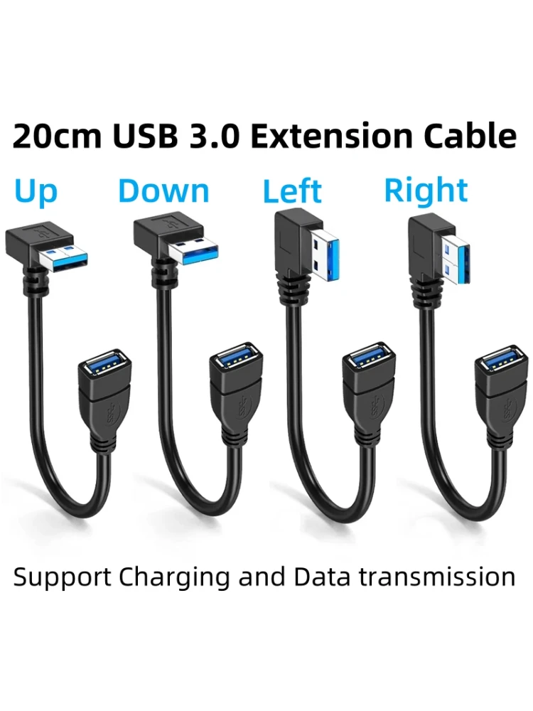 Cable de extensión USB 3,0 de 0,2 M, ángulo arriba/abajo/izquierdo ...