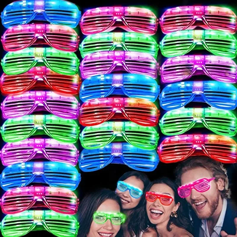 3-Style-LED-Glasses-Light-Party-Sunglasses-Blinds-Shutter-Glasses-Glow ...