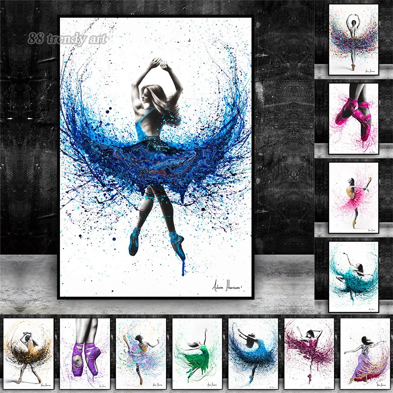 Abstract-Girl-Dancer-Floret-Ballet-Canvas-Painting-Posters-and-Prints ...