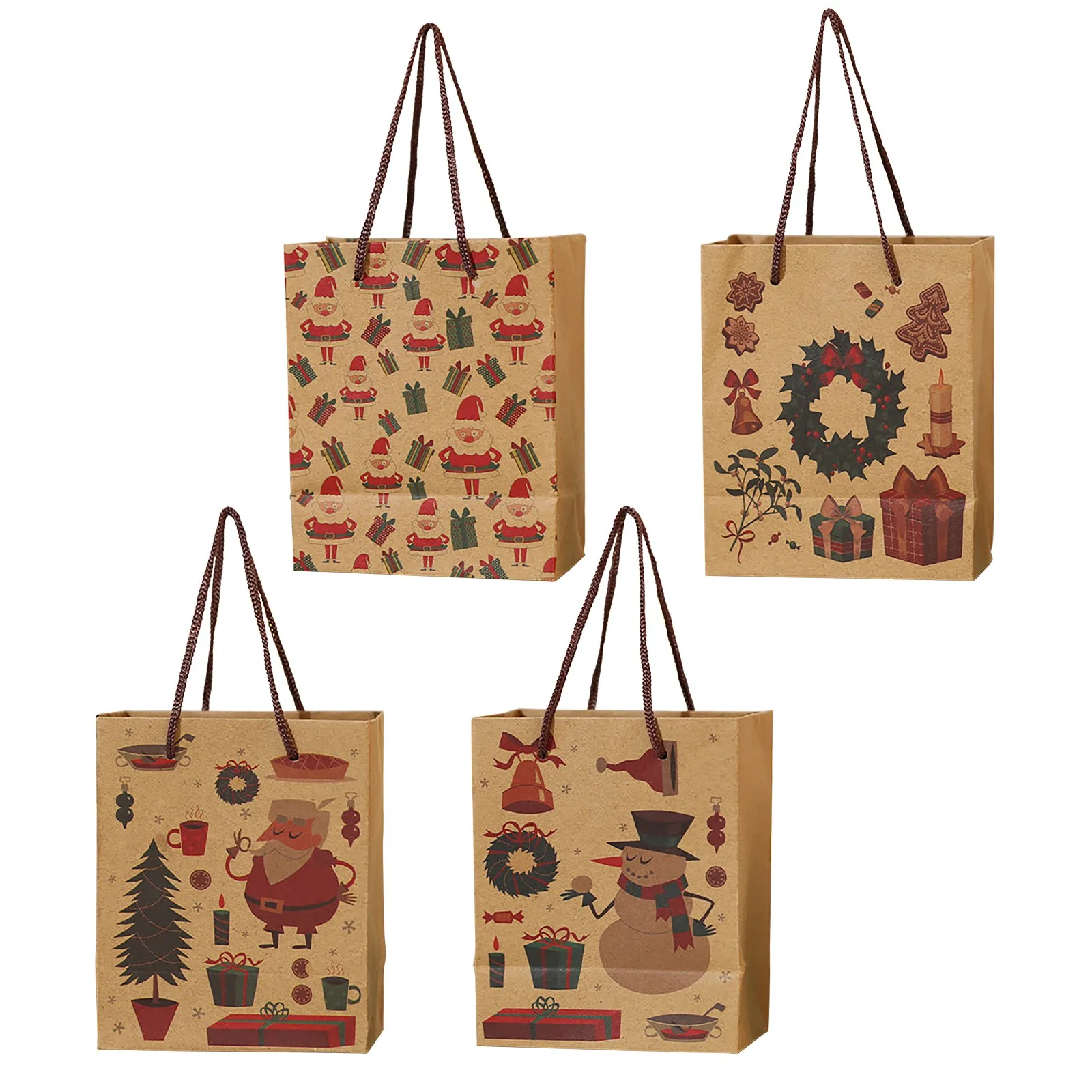 Vintage-Cowhide-Paper-Christmas-Gift-Bag-Exquisite-Snowman-Garland ...