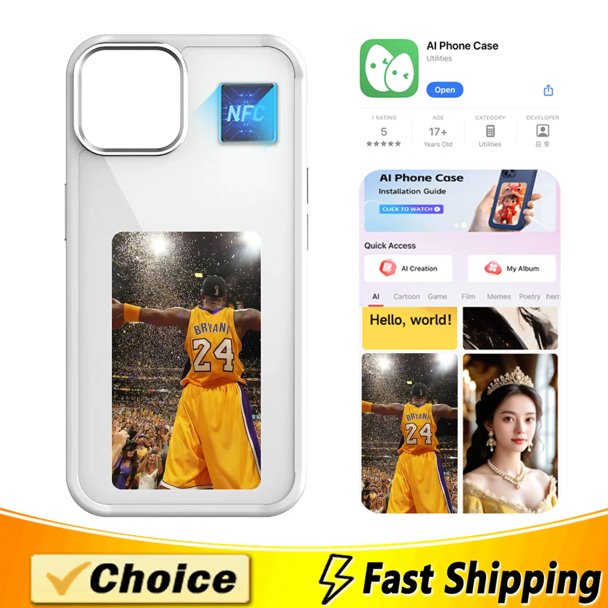 Number-24-Champion-NFC-Smart-Phone-Case-For-iPhone-13-14-15-Pro-Max-E ...