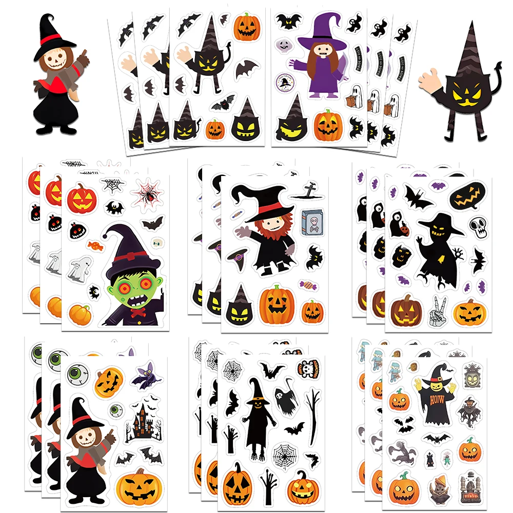 8-16Sheets-Children-DIY-Puzzle-Sticker-Halloween-Ghost-Skull-Pumpkin ...