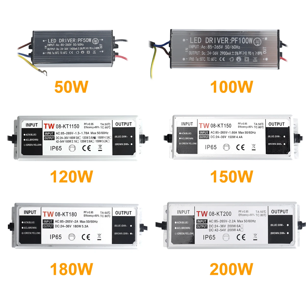 防水電源50w 100w 120w 150w 180w 200w AC85-265V w,出力DC24-36V,定電流トランス
