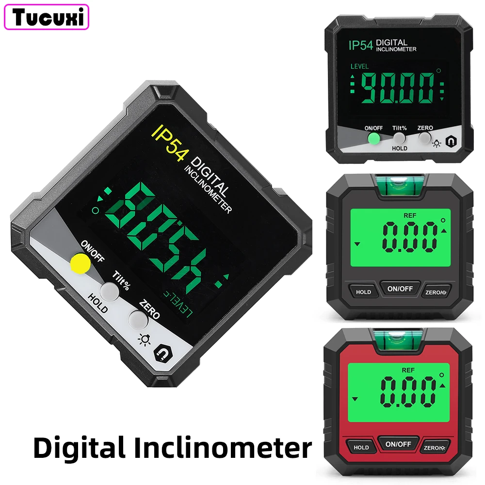 Digital Level Angle Gauge 360° Mini Measuring Digital Inclinometer With Magnetic Base Electronic ...