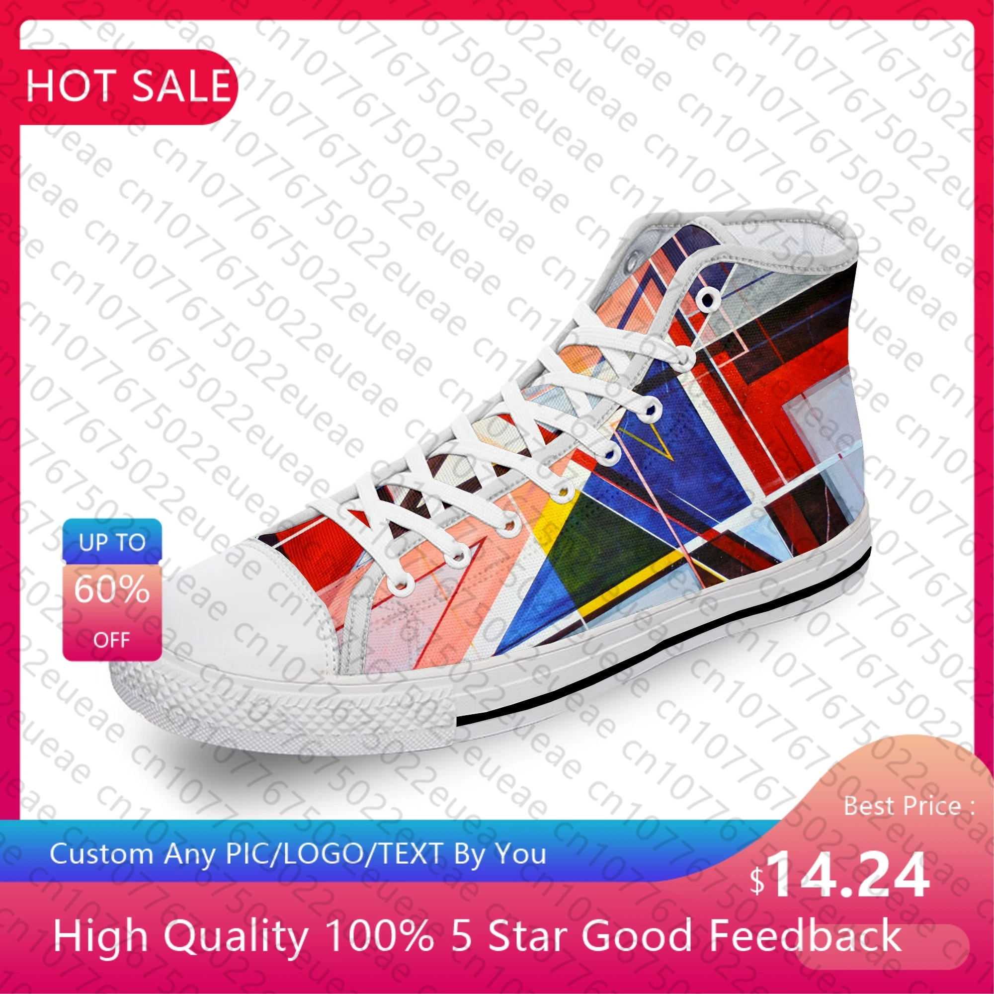 Multicolor-Geometry-Color-White-Cloth-Fashion-3D-Print-High-Top-Canvas ...