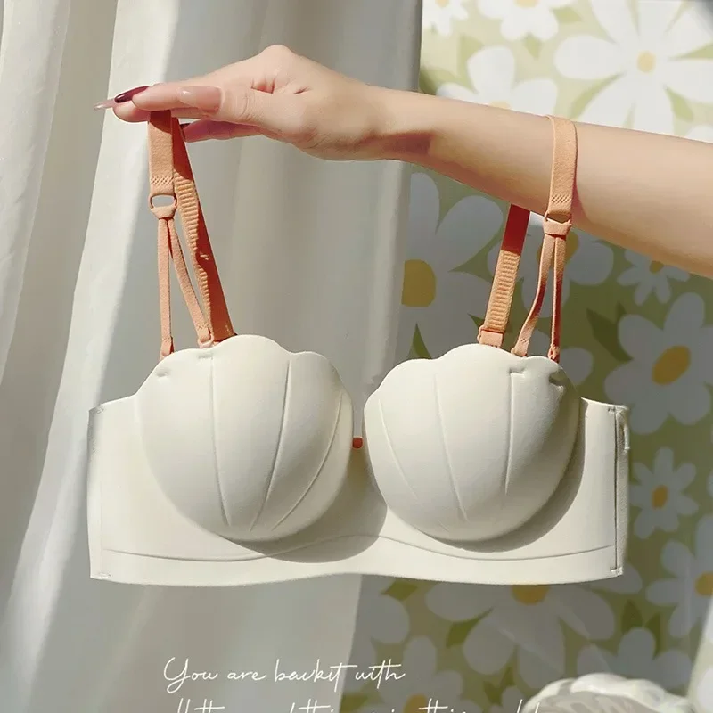 Shell Cup Women's Detachable Shoulder Strap Bra Soft and Comfortable ...