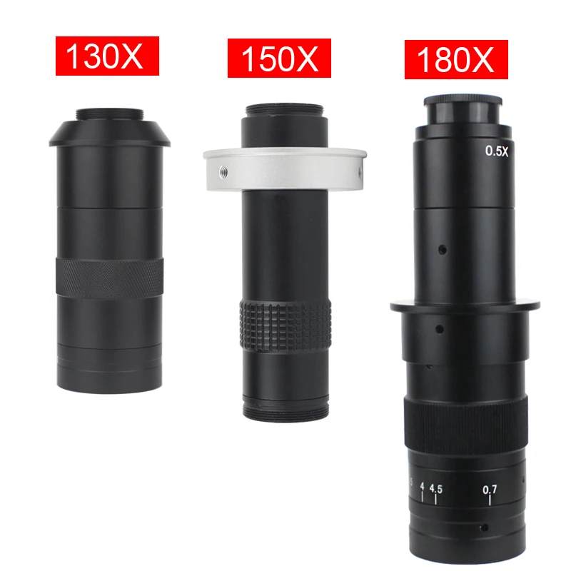 Ampliación ajustable 180X 150X 130X Zoom C lente de montaje 0.7X ~ 4.5X ...